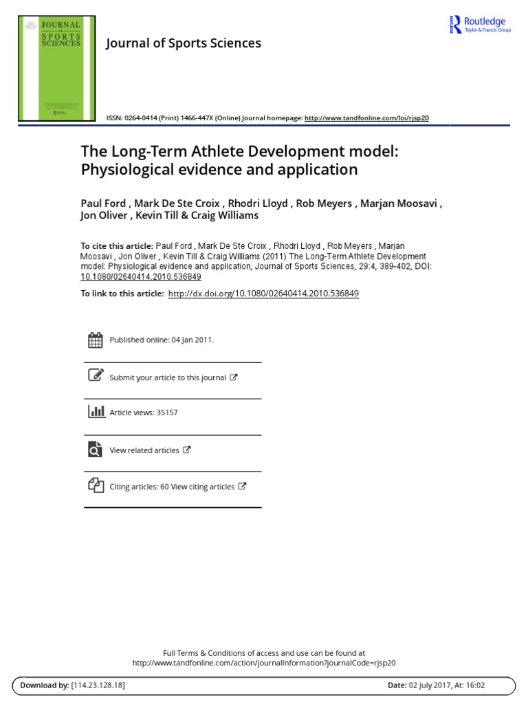 The Long Term Athlete Development Model Physiological Evidence and ...