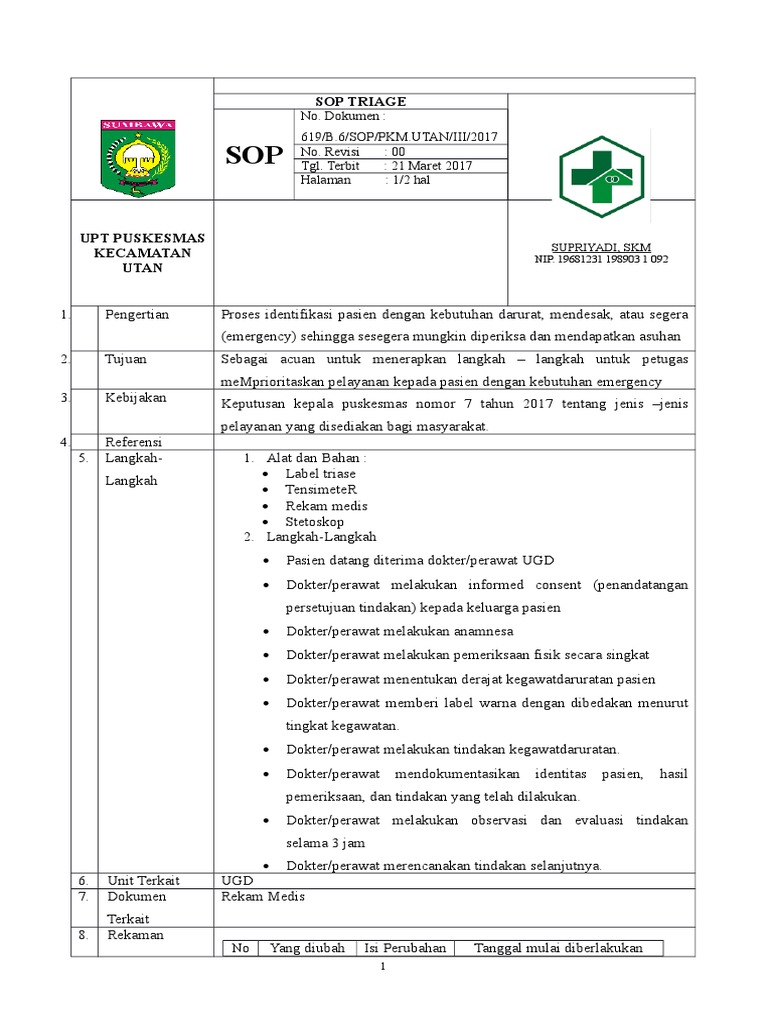 Sop Triage | PDF | Kesehatan Holistik