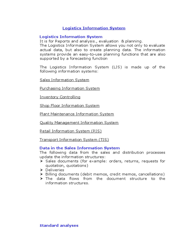 Logistics Information System Overview | PDF | Logistics | Information ...