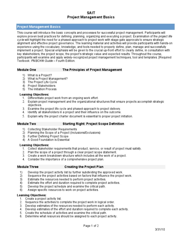 Course Outline | Download Free PDF | Project Management | Accountability