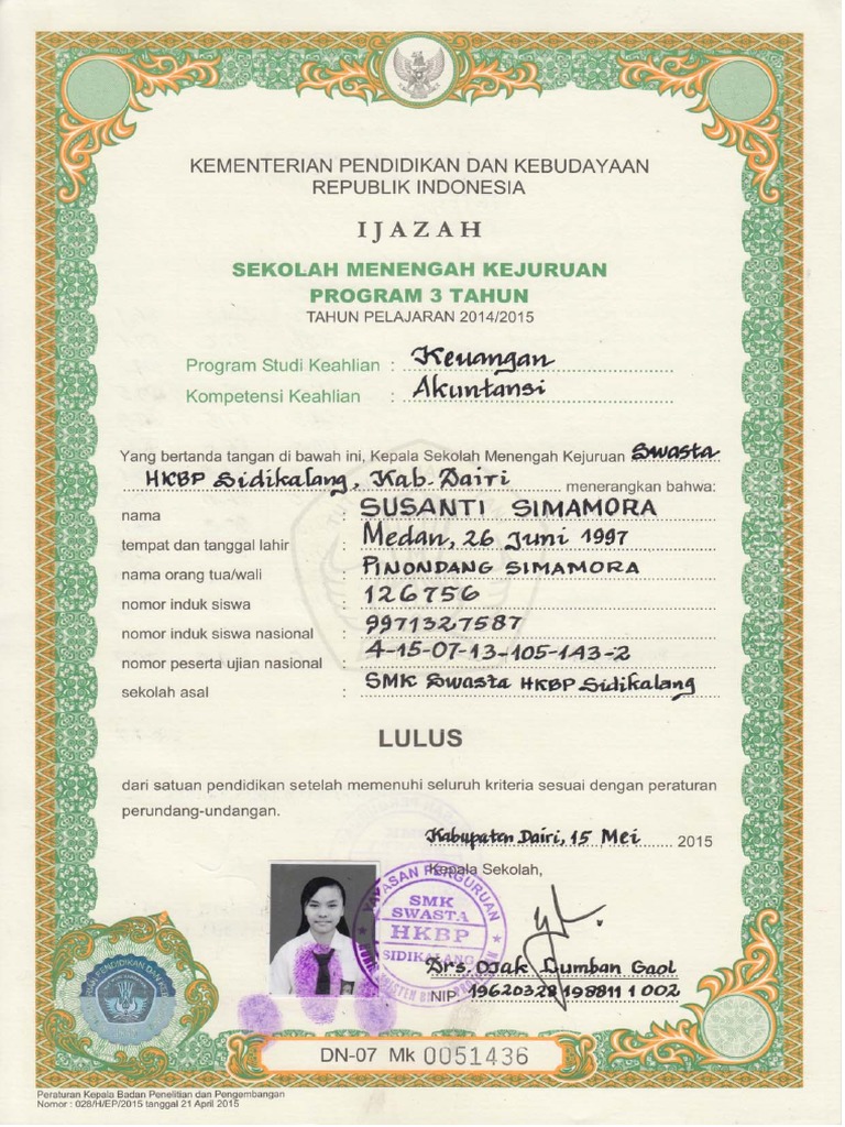 Ijazah SMK | PDF