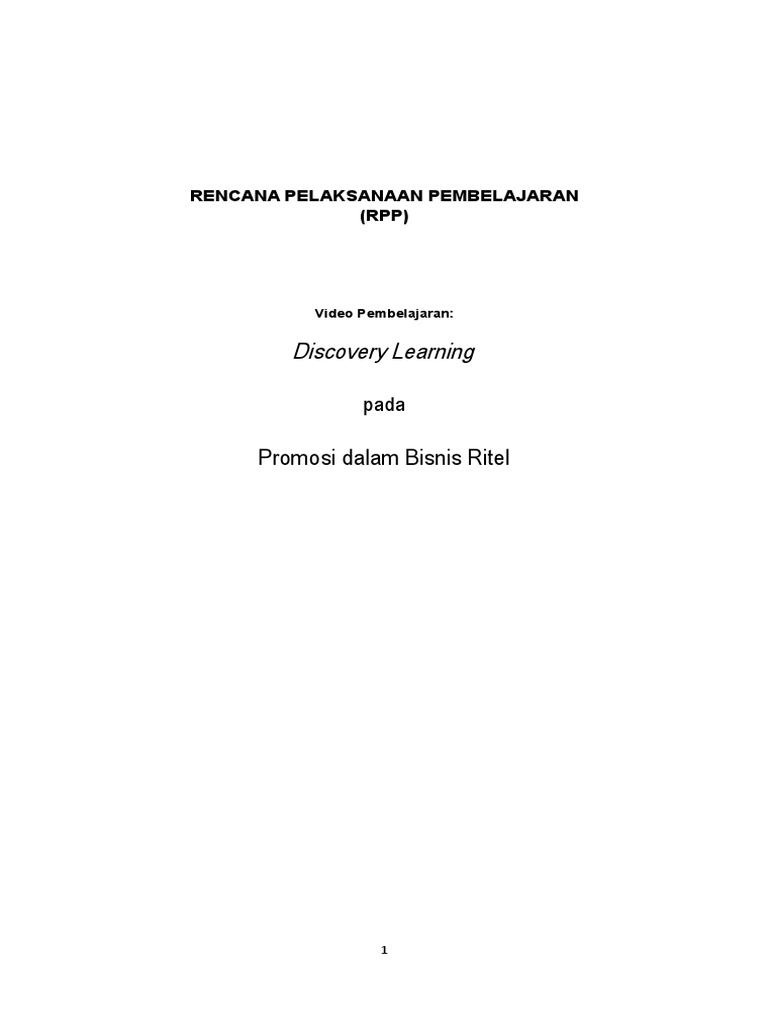 RPP - Discovery Learning - Promosi | PDF