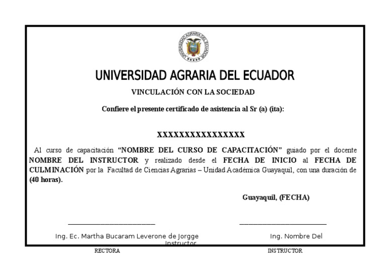 Formato Certificado Curso Capacitacion Pdf - Riset