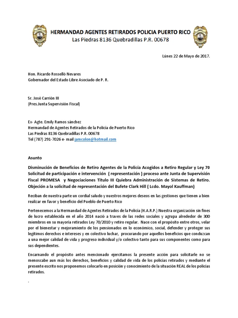 Carta Gobernador y Al Sr. Carrión III JSF 31 Mayo 2017 | PDF | Puerto ...