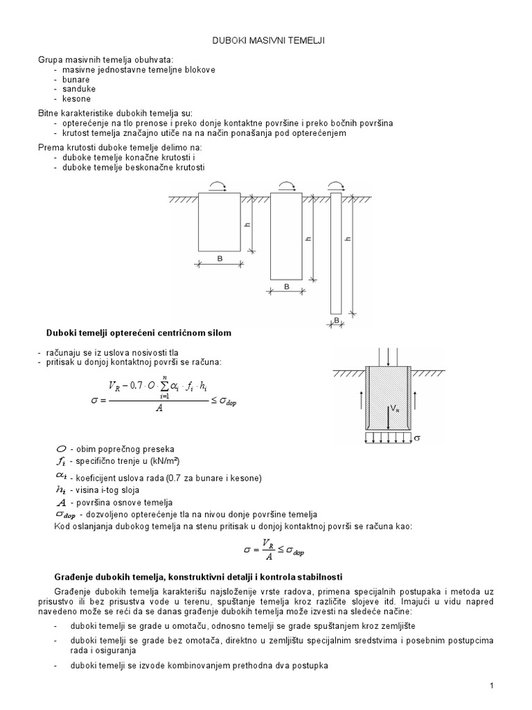 Duboki Masivni Temelji-Fundiranje I | PDF