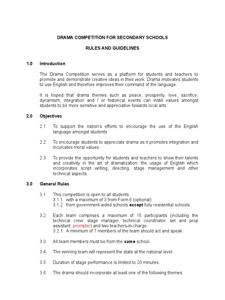 Drama Rules & Guidelines