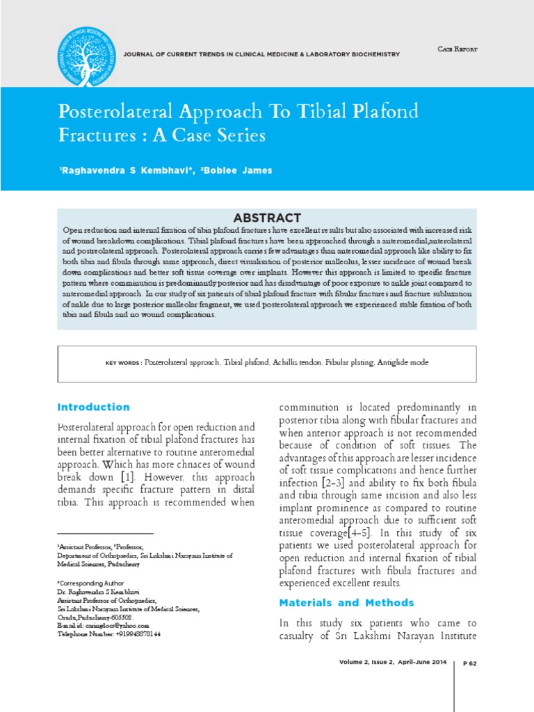 12.posterolateral Approach To Tibial Plafond Fractures A Case Series ...