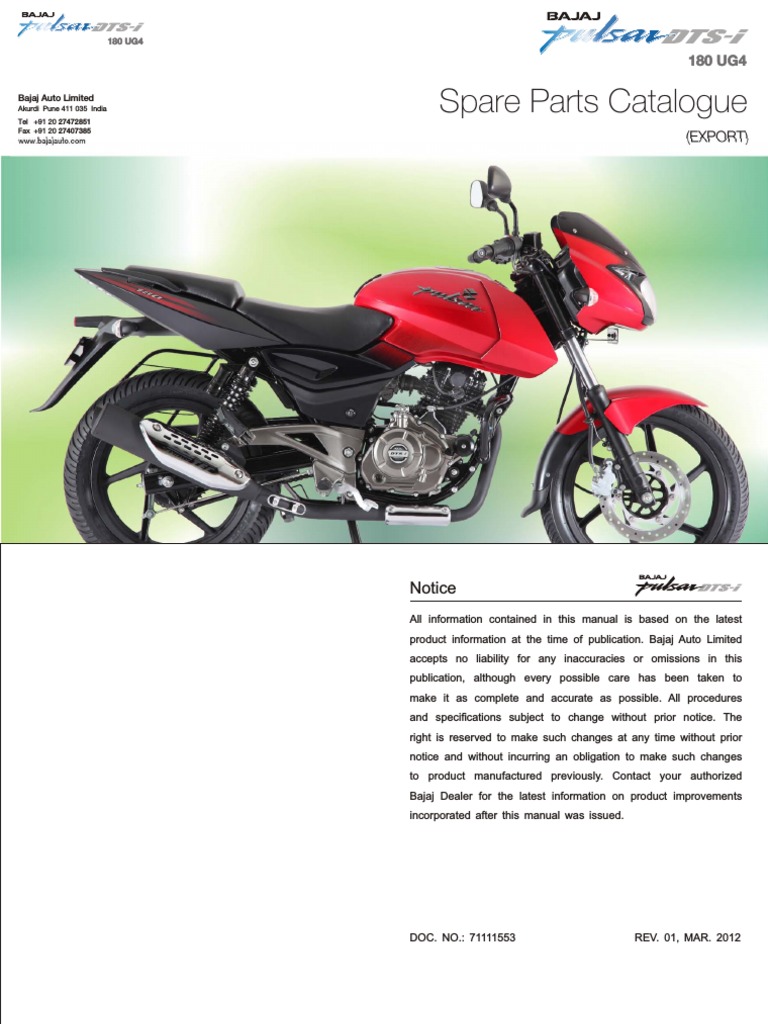 Pulsar 180UGIV Spareparts Catalogue | PDF | Transmission (Mechanics ...