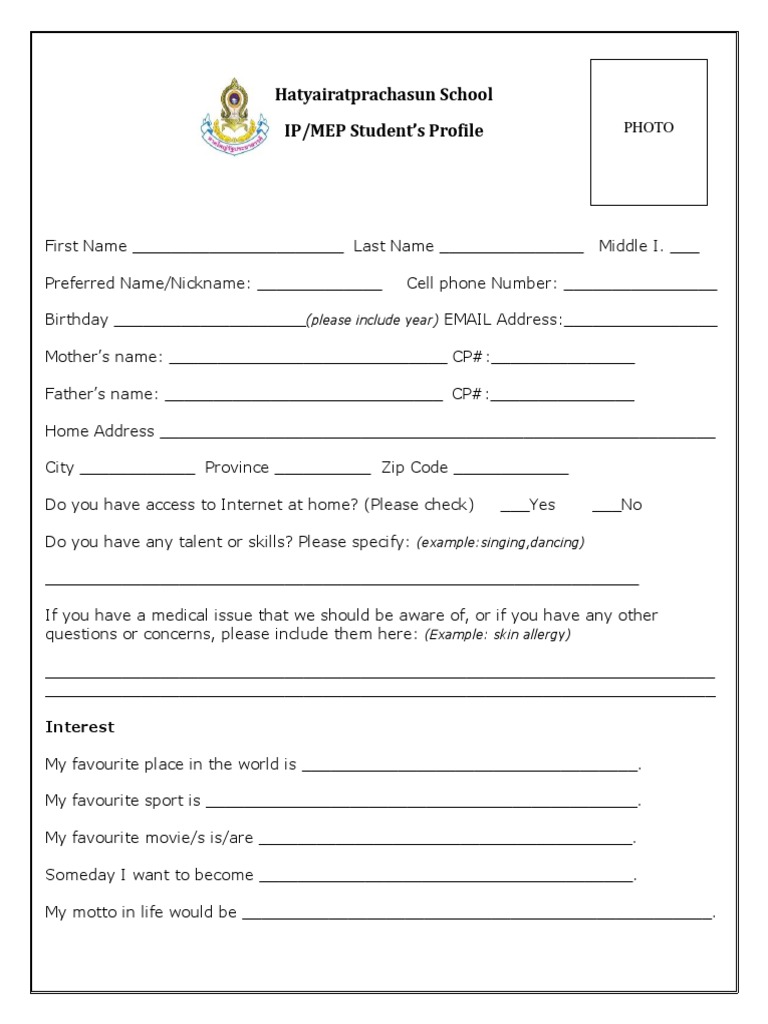 Student Information Sheet | PDF