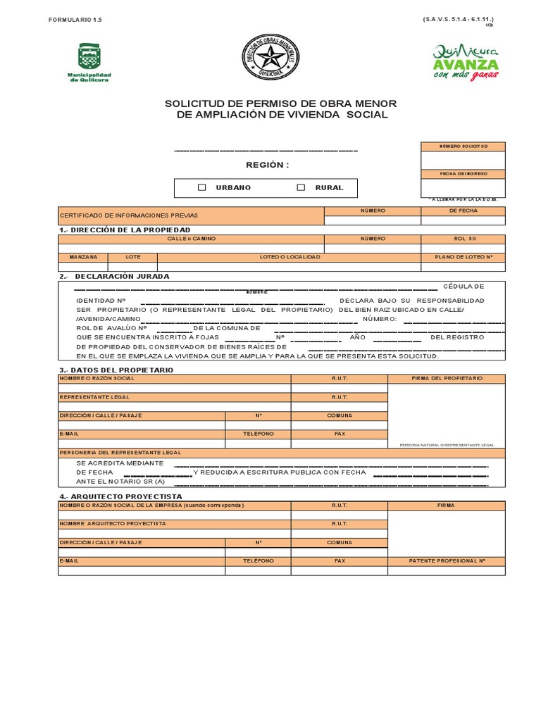 Solicitud de Permiso de Obra Menor de Ampliacion de Vivienda Social | PDF | Arquitecto | Condominio