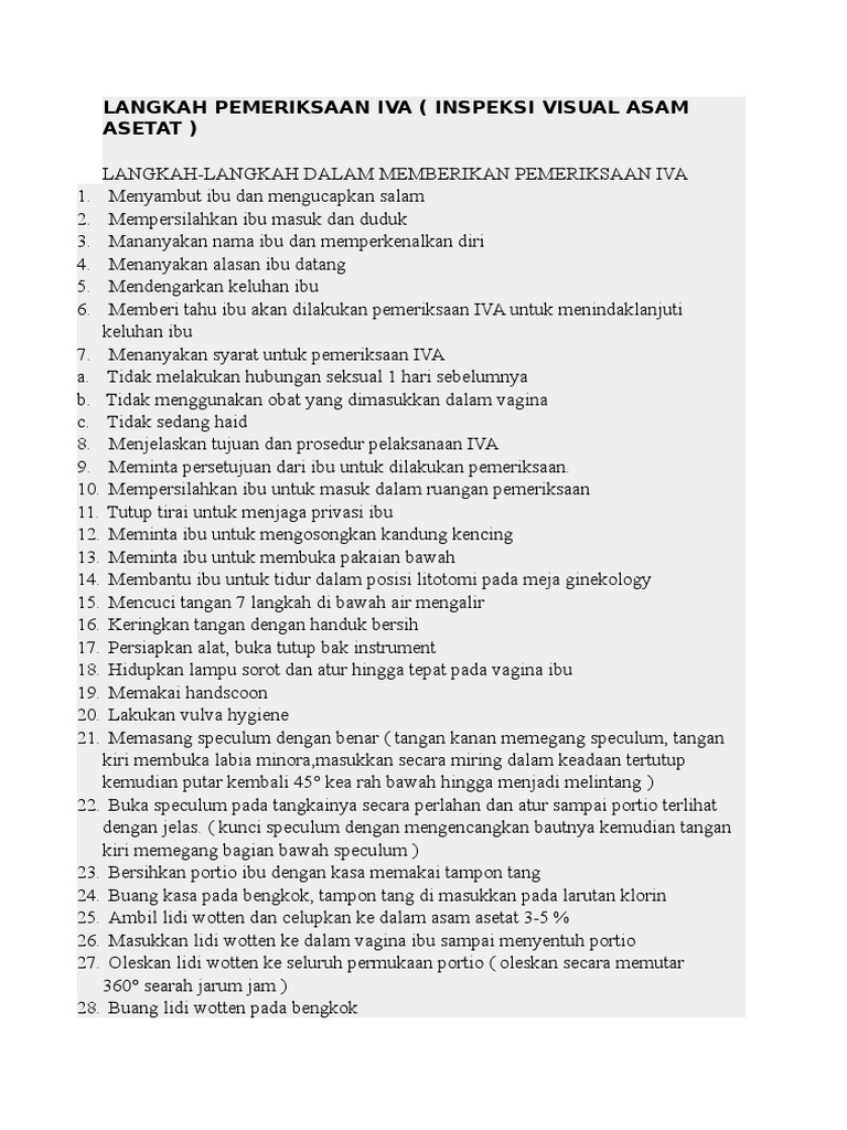 Sop Langkah Pemeriksaan Iva | PDF