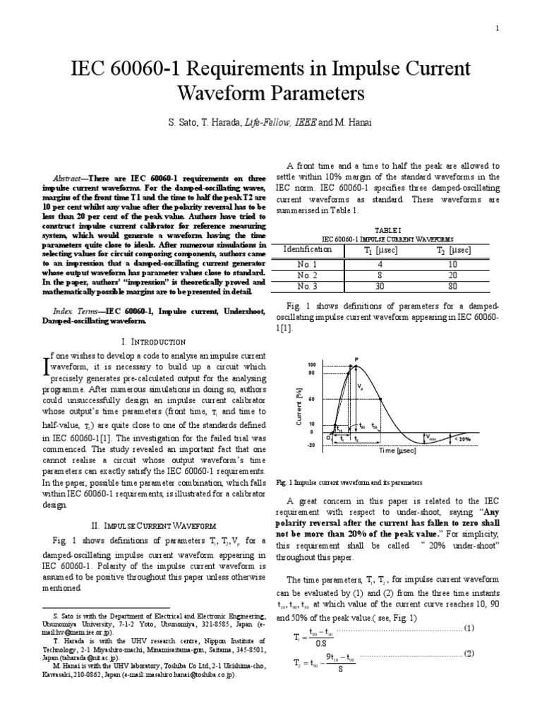 IEC 60060-1 Requirements in Impulse Current Waveform Parameters | Time | Ratio