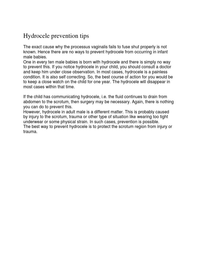 Hydrocele Prevention Guide | PDF | Science & Mathematics