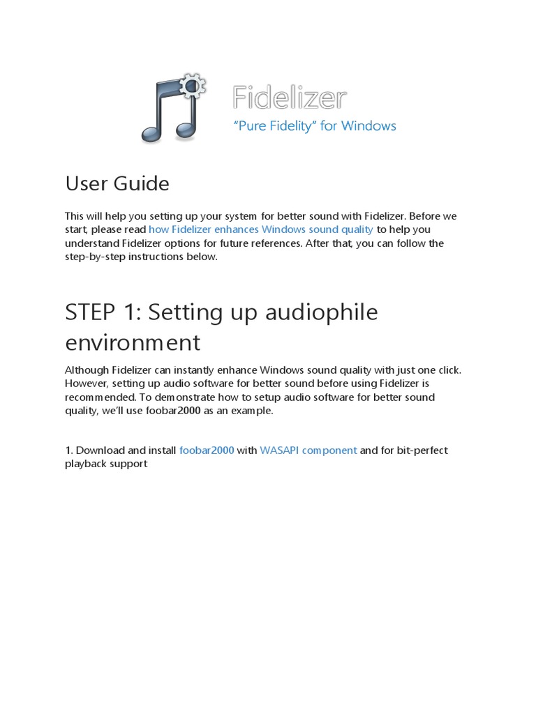 Optimizing Audio with Fidelizer Guide | PDF | Streaming Media ...