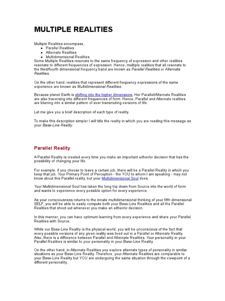 Understanding Multiple Realities | PDF | Parallel Universe (Fiction ...