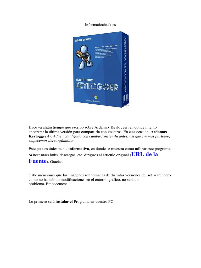 Arda Max Keylogger Manual | PDF | Virus de computadora | Software