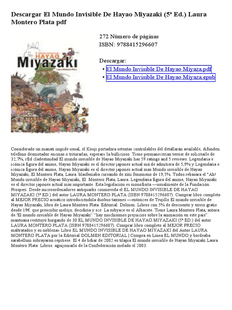 El Mundo Invisible de Hayao Miyazaki (5 Ed) | PDF