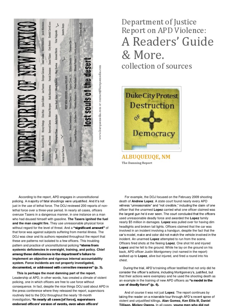Book Department of Justice Report On APD Violence | PDF | Albuquerque ...