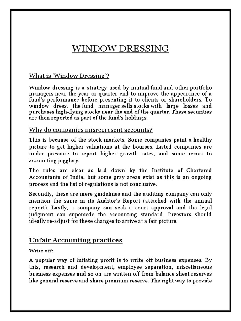 Window Dressing | PDF | Write Off | Income Statement