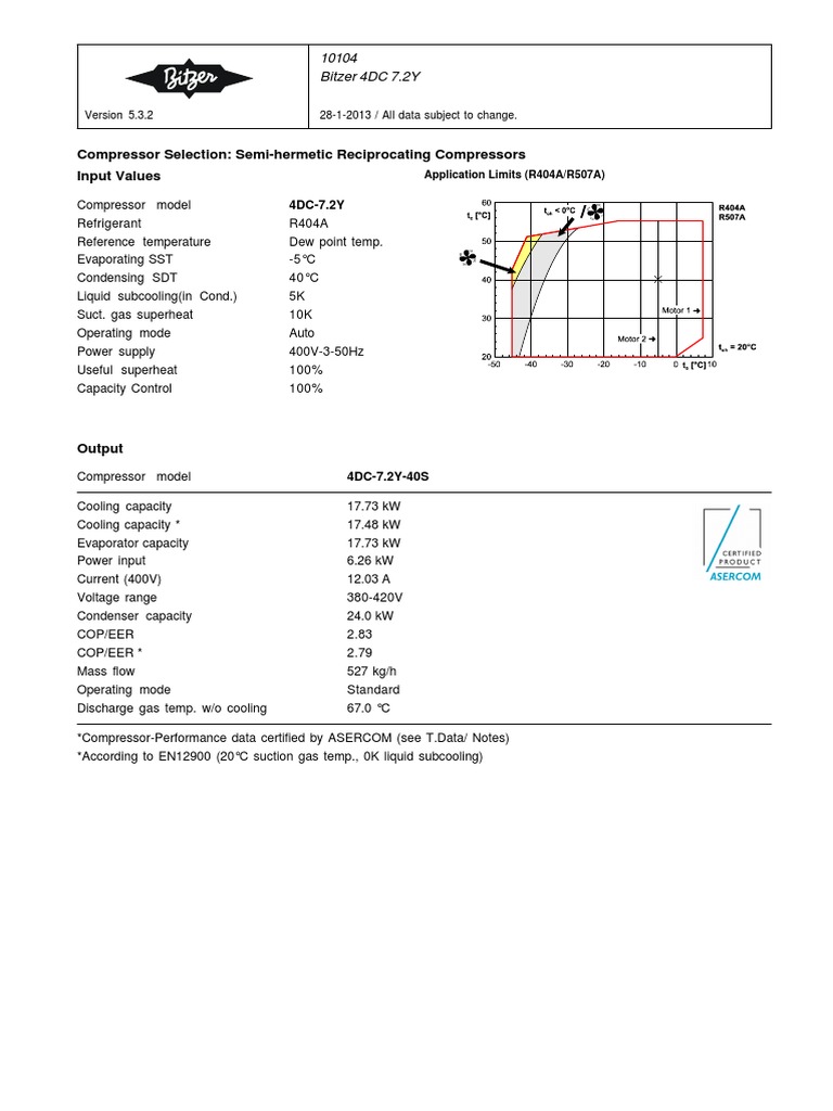 Compressor Selection: Semi-Hermetic Reciprocating Compressors Input ...
