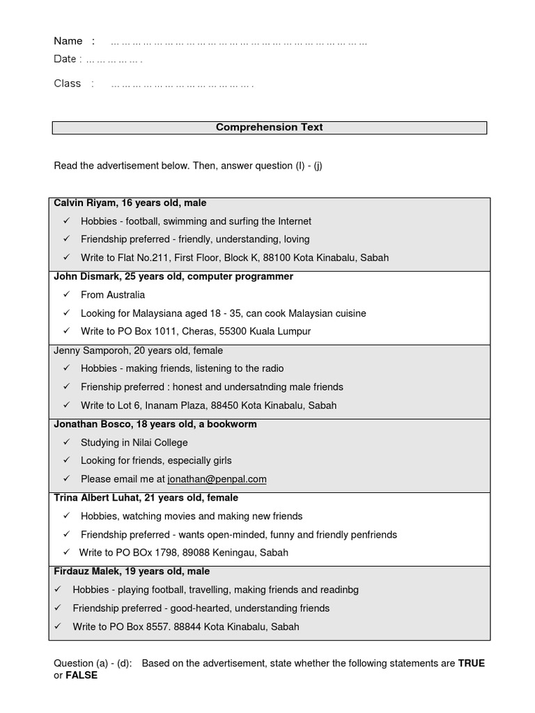 Name: Date: . Class | PDF