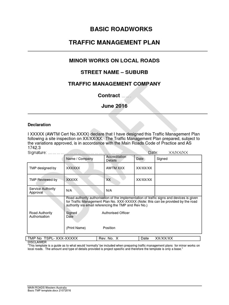 Basic TMP Template | PDF | Speed Limit | Traffic