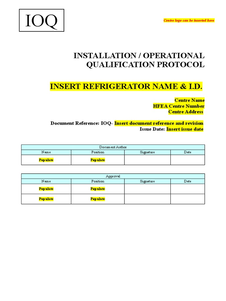 Ioq Refrigerator Template | PDF | Verification And Validation ...