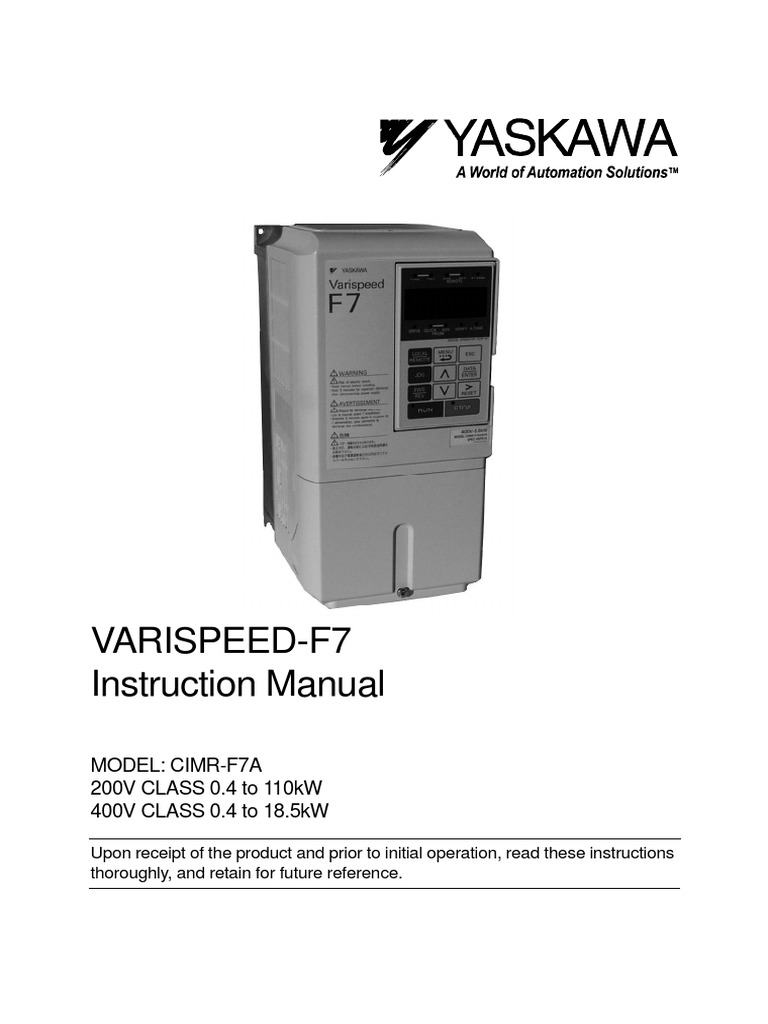 Varispeed-F7 Instruction Manual: Model: Cimr-F7A 200V CLASS 0.4 To ...