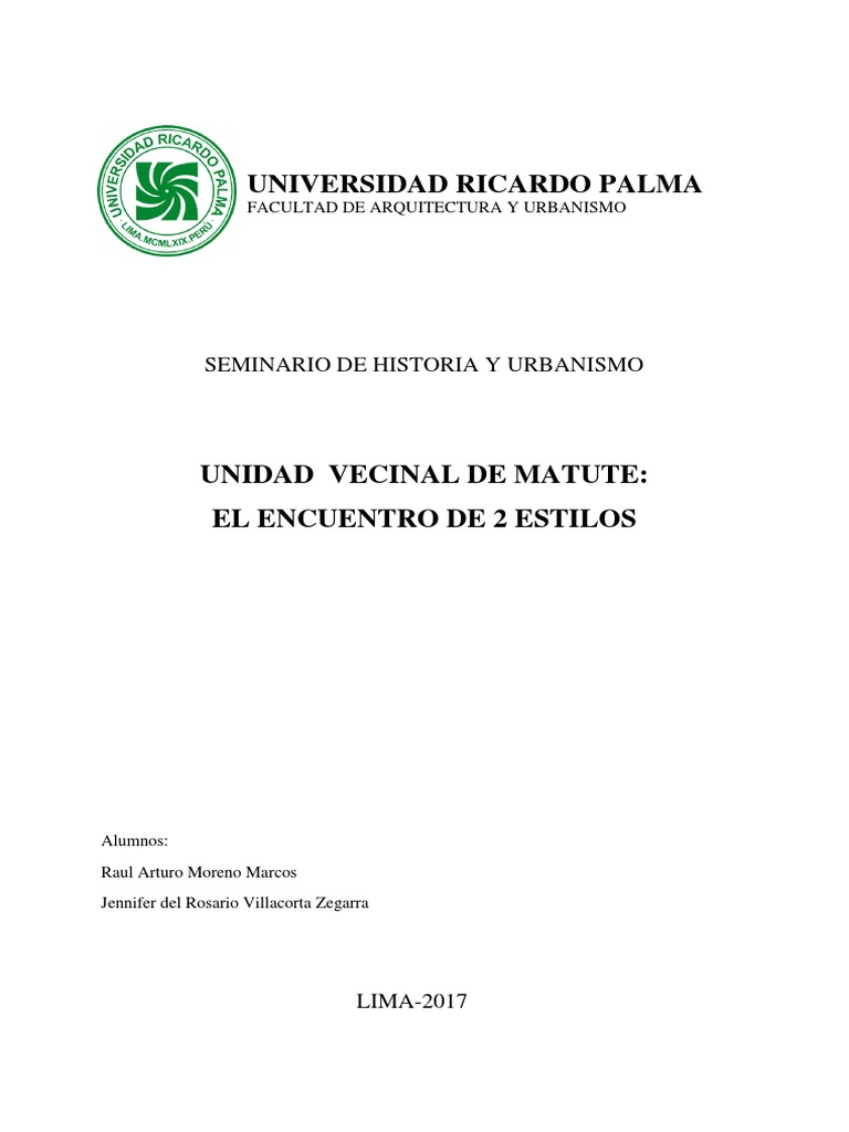 Unidad Vecinal Matute | PDF | Lima | Calle