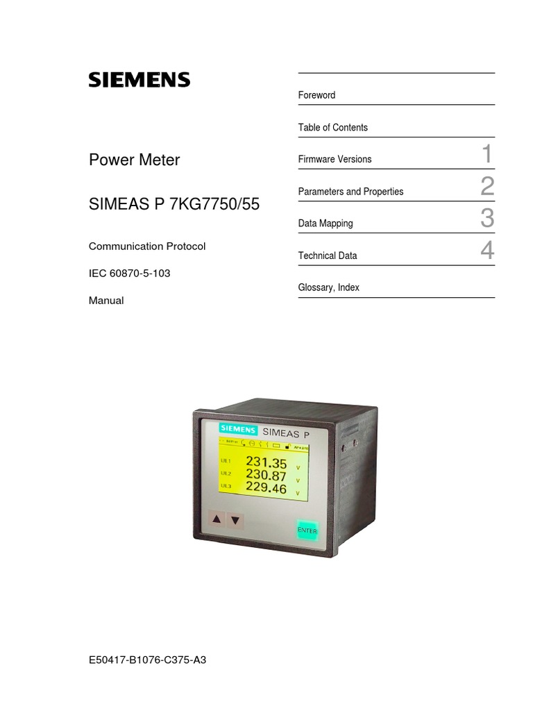 SIMEAS-P-KG7750 55 Com IEC103 A3 en | Siemens | Electromagnetic ...