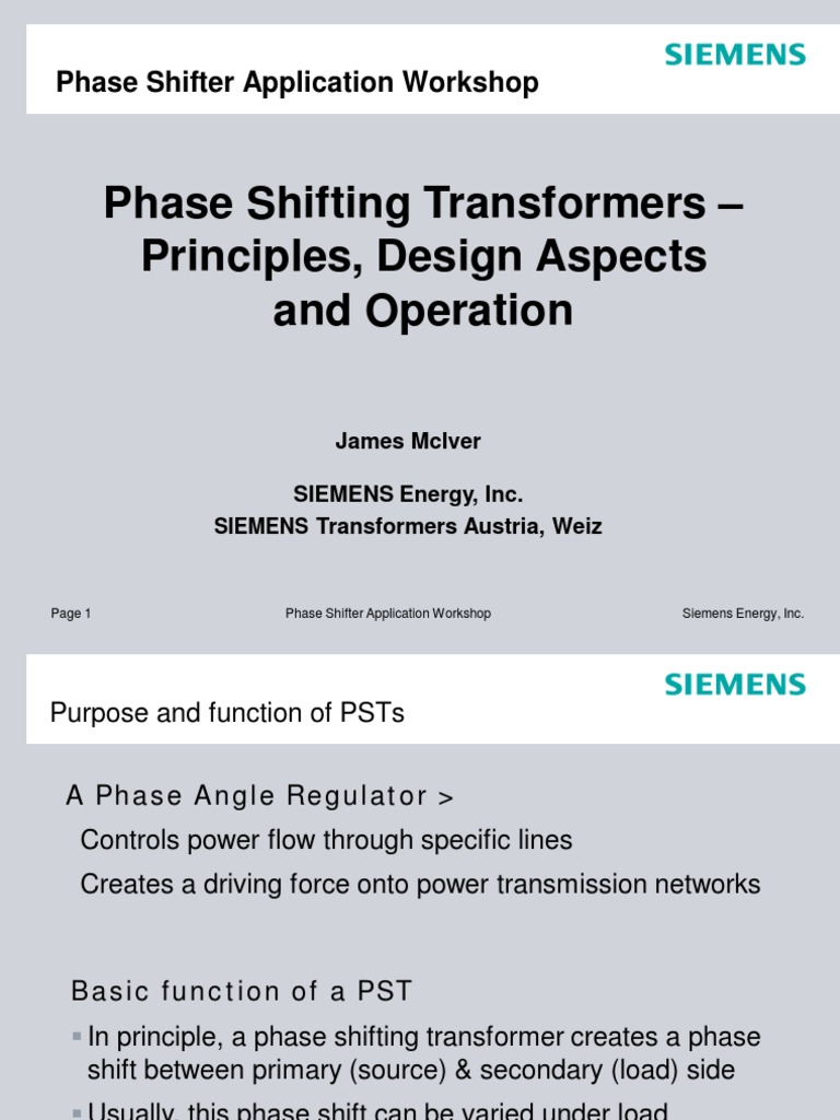 Phase Shifting Transformers Overview | PDF | Transformer | Electrical ...