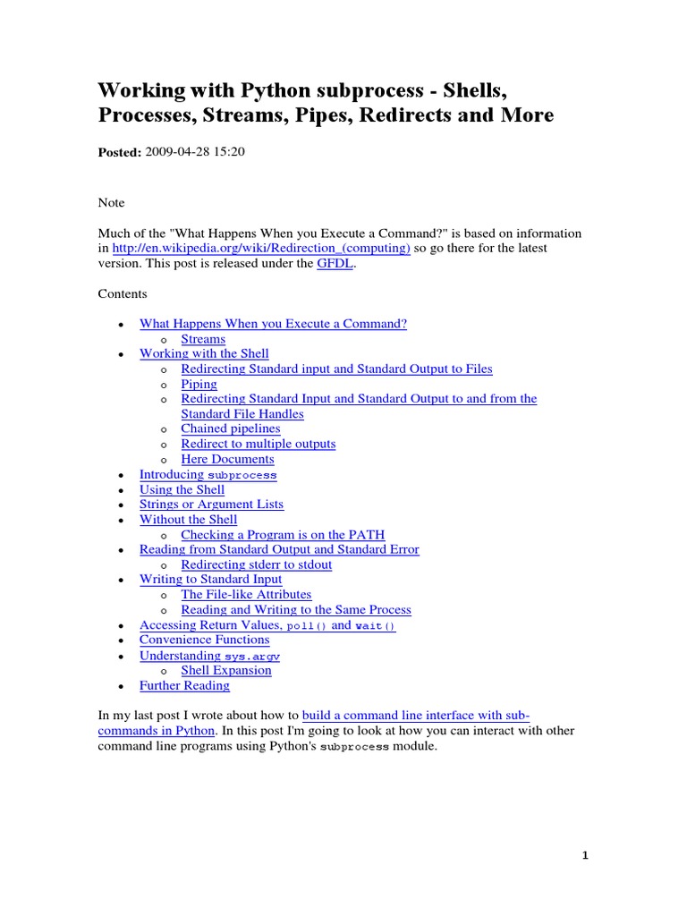 Working With Python Subprocess | PDF | Command Line Interface | Areas Of Computer Science