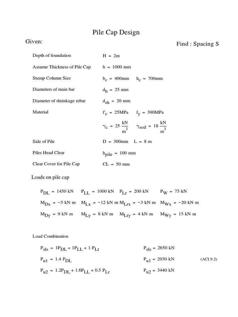 Mathcad - Pile Cap Design2 PDF | PDF | Composite Material | Mechanical ...