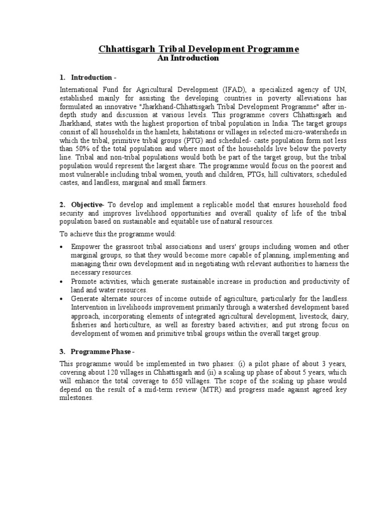 Chhattisgarh Tribal Development Project | PDF | Empowerment | Poverty