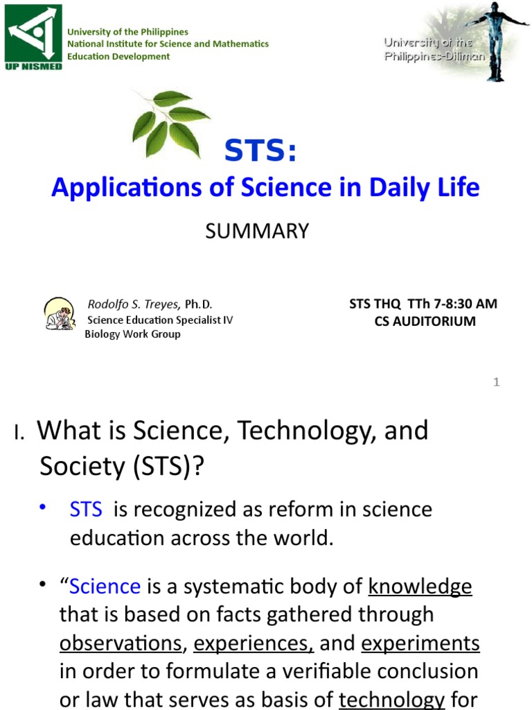 Applications of Science in Daily Life: A Summary | PDF