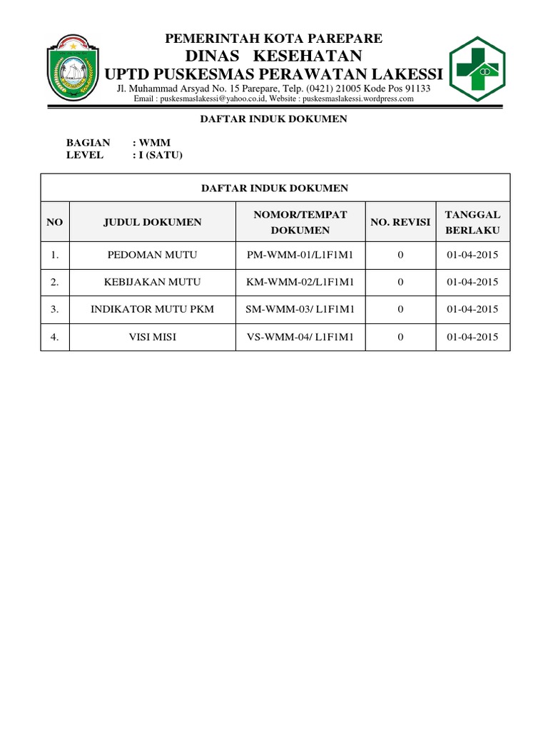 Daftar Induk Dokumen | PDF