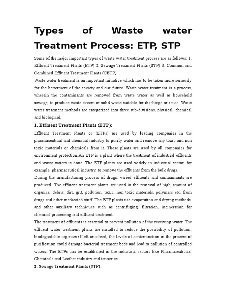 Etp and Stp Process | Sewage Treatment | Human Impact On The Environment