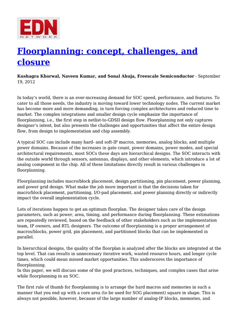 Floorplanning Concept Challenges and Closure | PDF | System On A Chip | Design