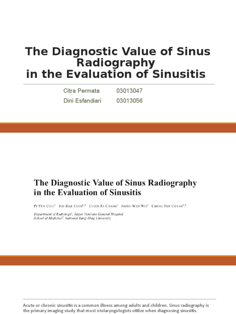 Sinus Radiography's Role in Sinusitis Diagnosis | PDF | Radiography ...