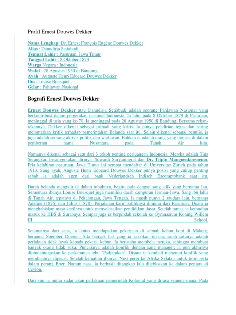 Ernest Douwes Dekker: Pahlawan Nasional | PDF