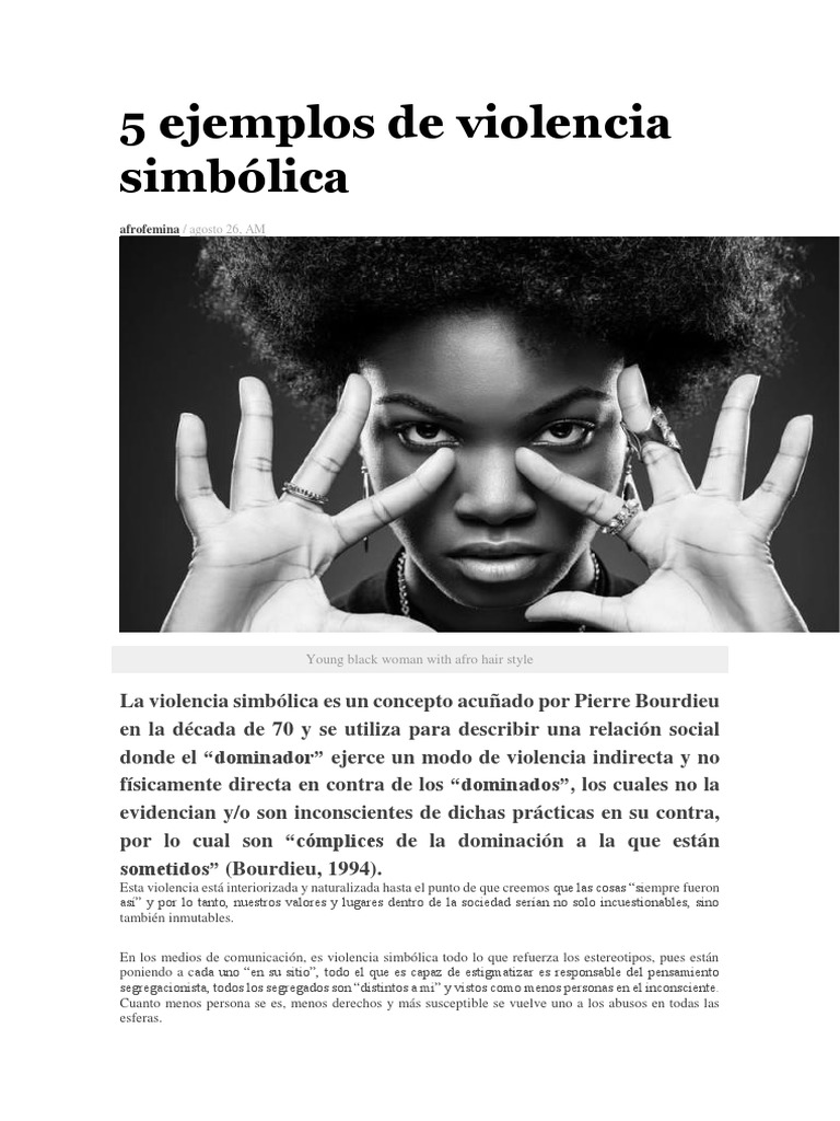 5 Ejemplos De Violencia Simbólica Pdf Blasfemia Mujer