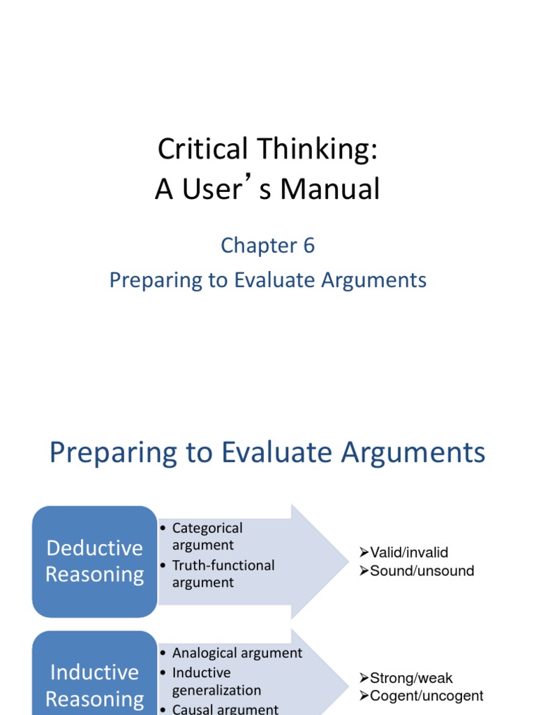 Critical Thinking: A User's Manual: Preparing To Evaluate Arguments ...