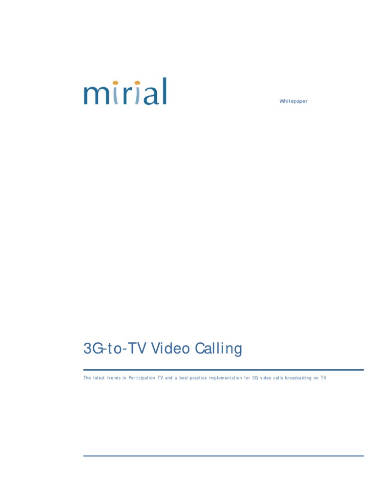3G To TV Video Calls | PDF | Videotelephony | Television