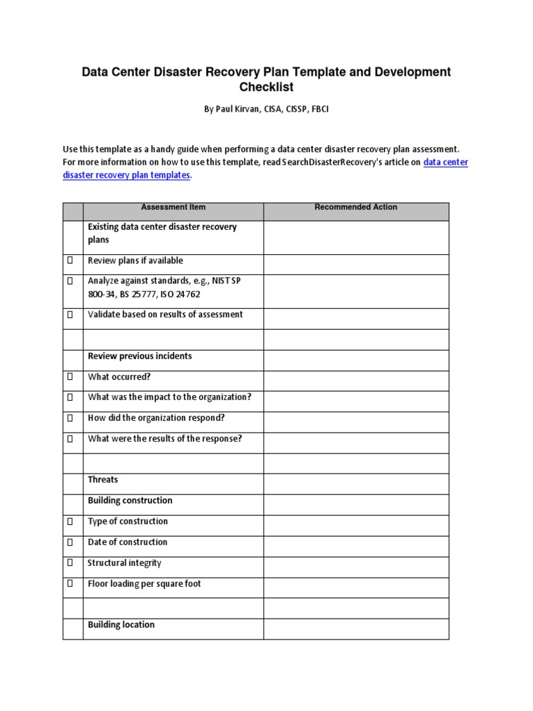 Data Center Disaster Recovery Plan | PDF