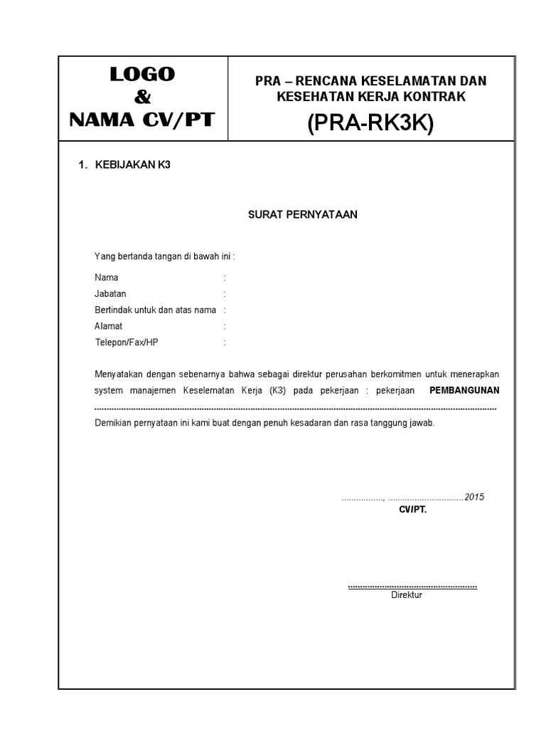 Format Pra Rk3k - Pekerjaan Bangunan Gedung | PDF