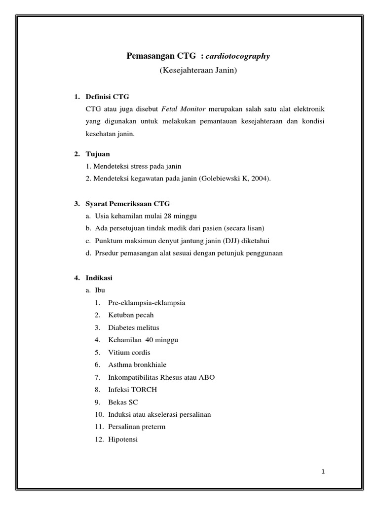 Sop Pemasangan CTG (Cardiotocography) | PDF