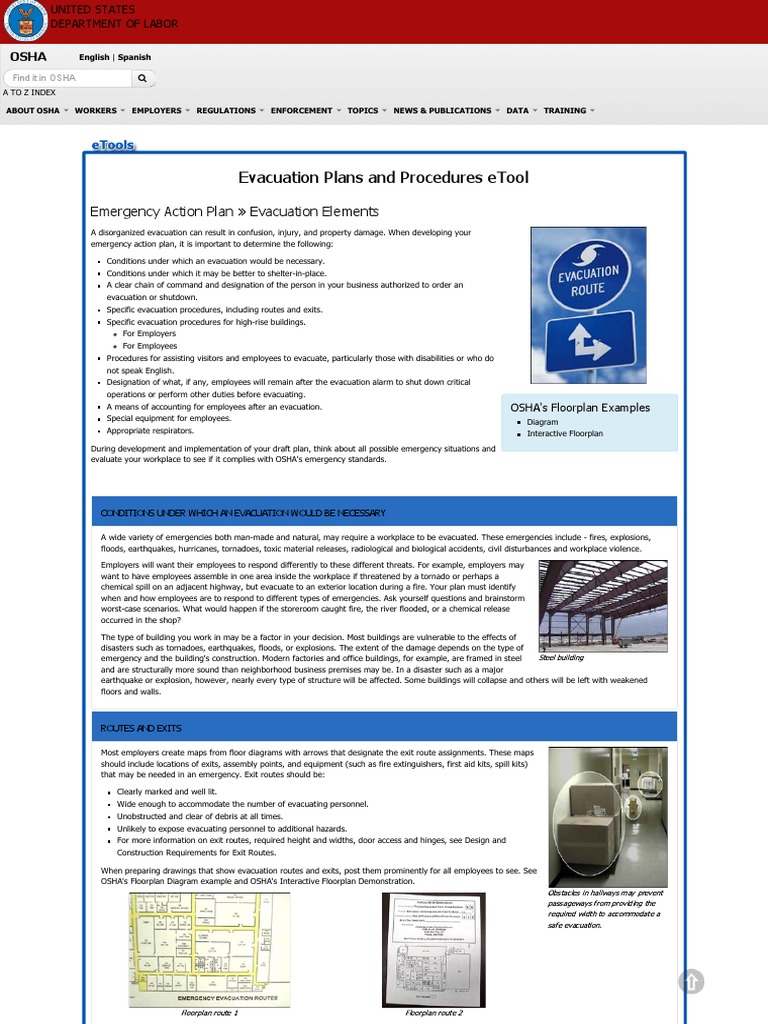 Evacuation Plans and Procedures ETool - Emergency Action Plan ...