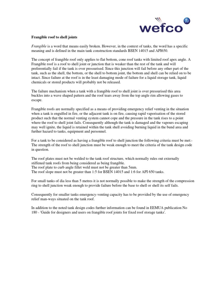 Frangible Roof To Shell Joints - PDF - Adobe Acrobat Standard | PDF ...
