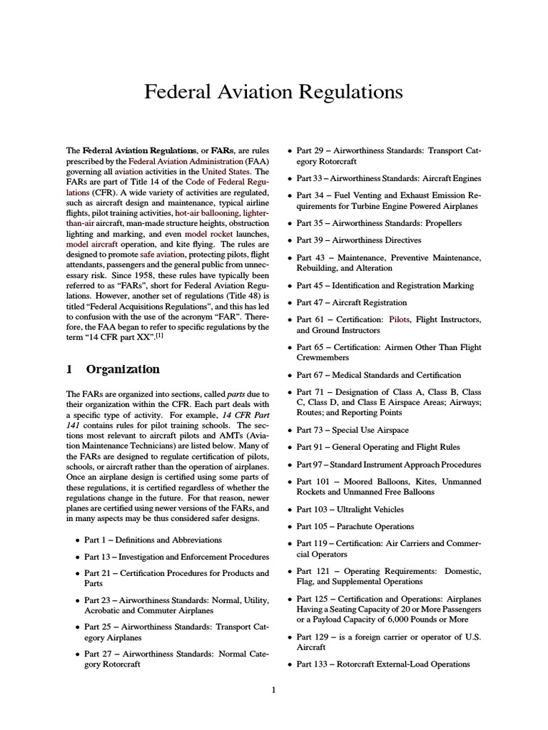 Federal Aviation Regulations - Wikipedia PDF | PDF | Aviation | Aeronautics
