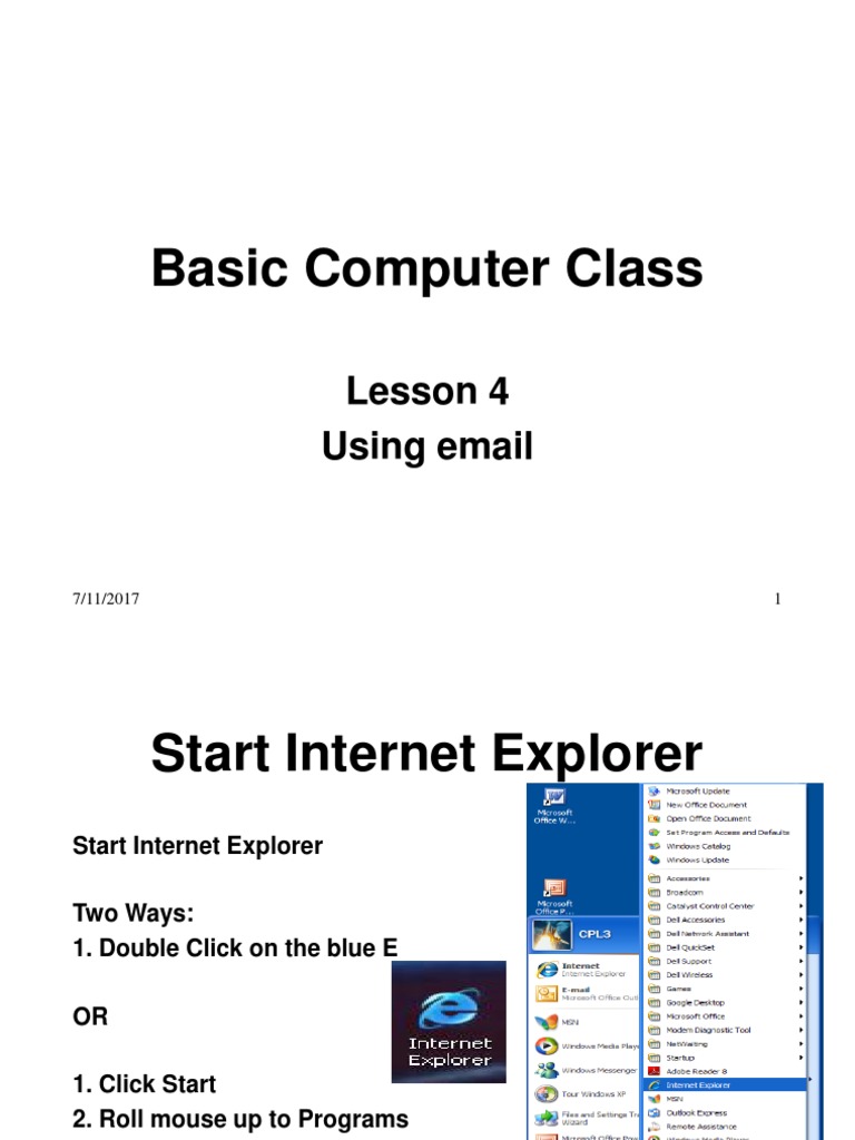 Basic Computer Class: Lesson 4 Using Email | PDF | Gmail | Email